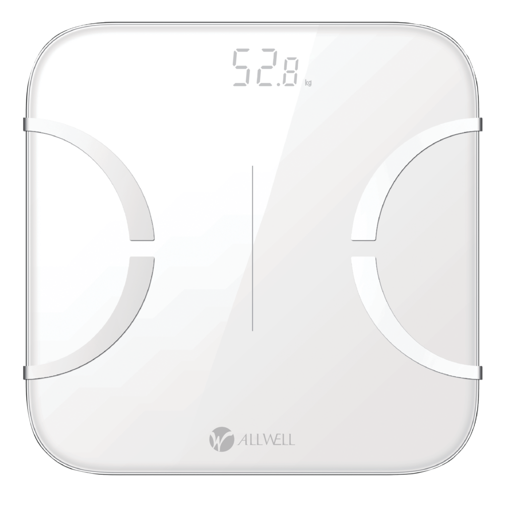 เครื่องชั่งน้ำหนักวัดไขมัน และมวลกาย ALLWELL Bluetooth ผ่าน App ได้